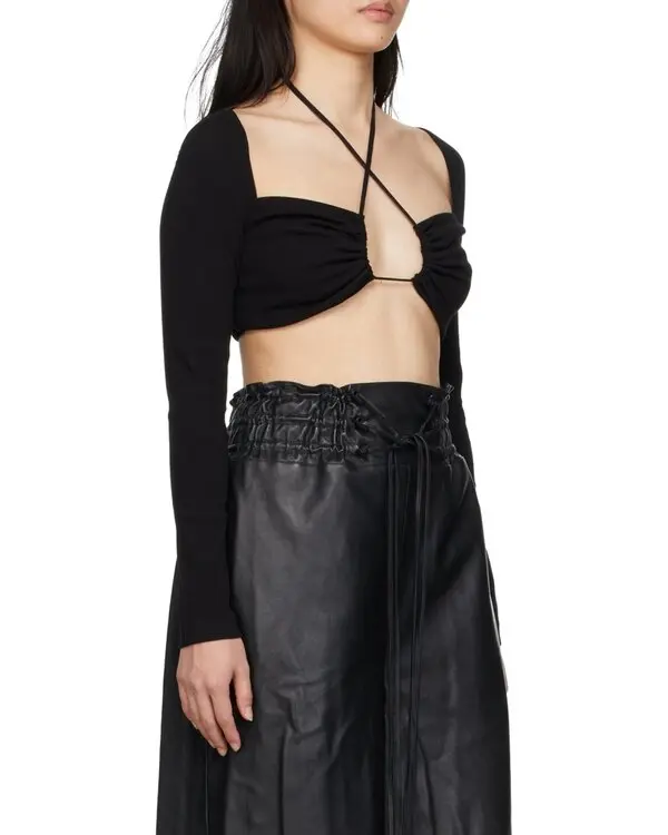 Rosetta Getty Logo Long Sleeve Cropped Top