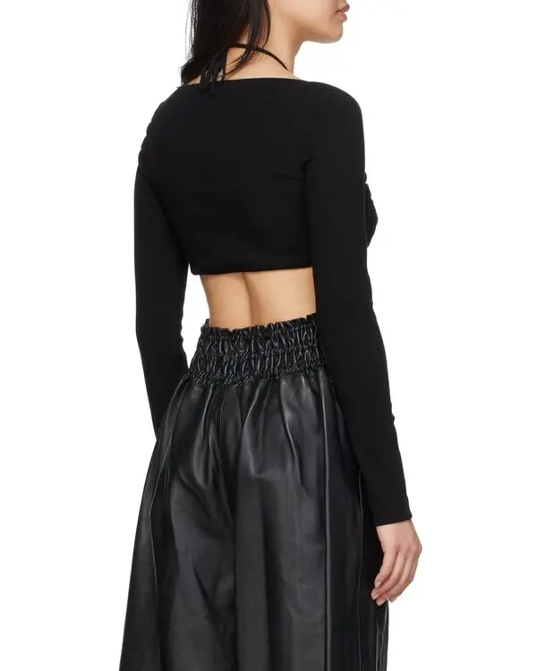 Rosetta Getty Logo Long Sleeve Cropped Top