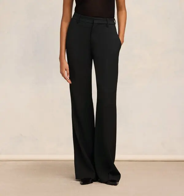 AMI Paris Tailored High-rise Flared Wool Trousers - Black