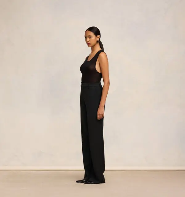 AMI Paris Tailored High-rise Flared Wool Trousers - Black