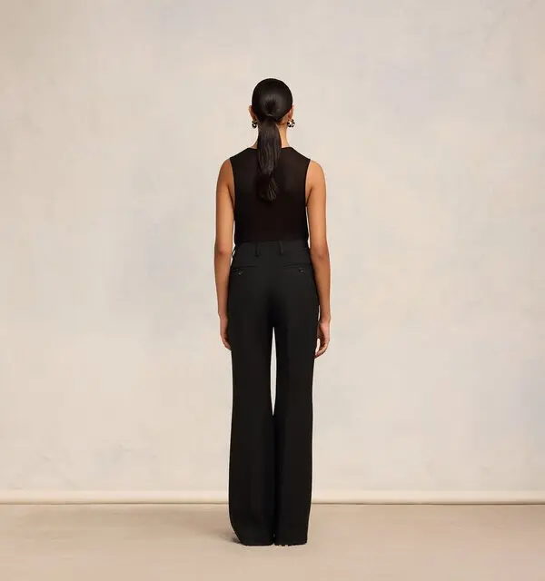 AMI Paris Tailored High-rise Flared Wool Trousers - Black