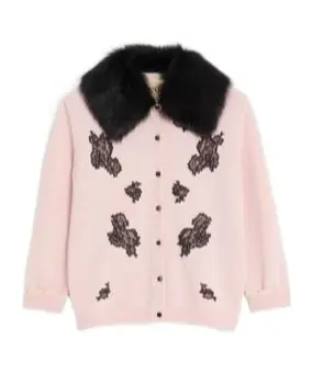 Valentino Garavani Lace Embellished Button-up Cardigan - Nude