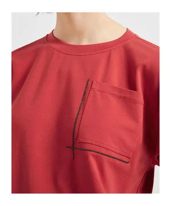 Brunello Cucinelli Embellished Crewneck T-shirt - Red