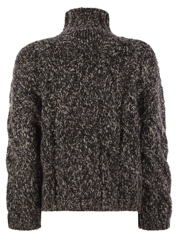 Brunello Cucinelli High Neck Braided Knit Sweater