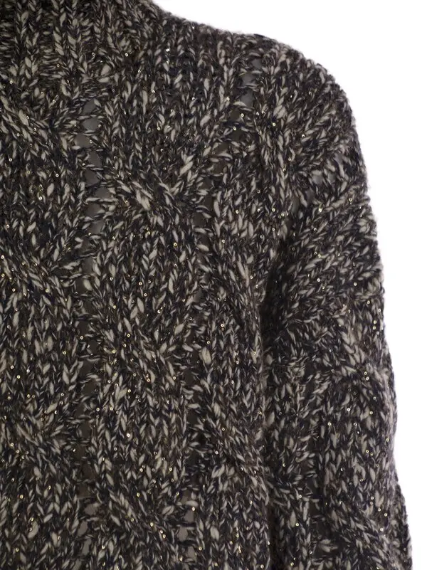 Brunello Cucinelli High Neck Braided Knit Sweater