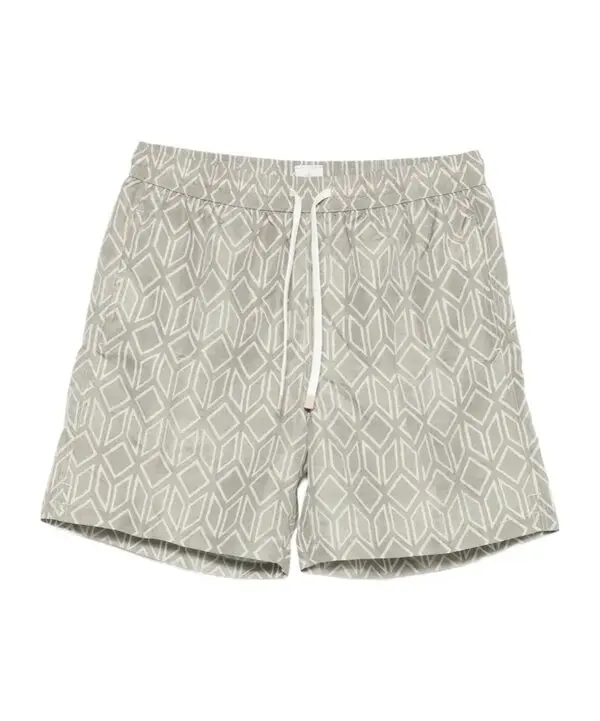 Eleventy Geometric Pattern Swim Trunks - Gray
