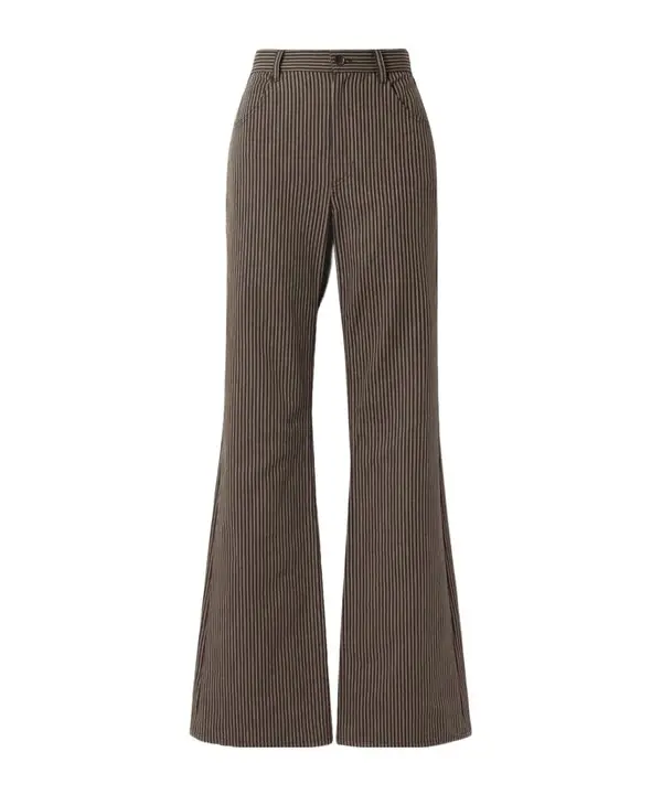 NILI LOTAN Roe Striped Cotton-twill Flared Pants
