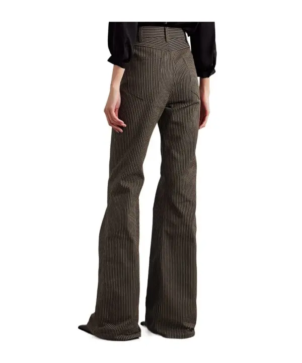 NILI LOTAN Roe Striped Cotton-twill Flared Pants