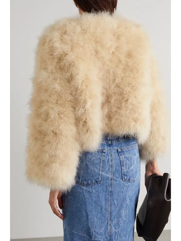 Dries Van Noten Feather-embellished Wool Knit Cardigan