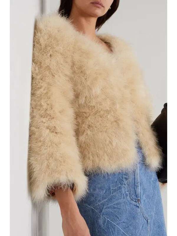 Dries Van Noten Feather-embellished Wool Knit Cardigan