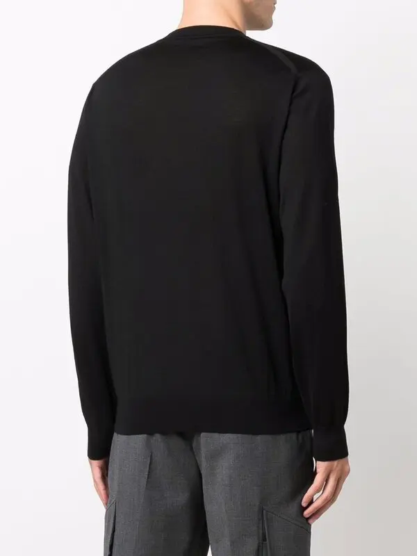Prada Logo Embroidered Crewneck Jumper - Black