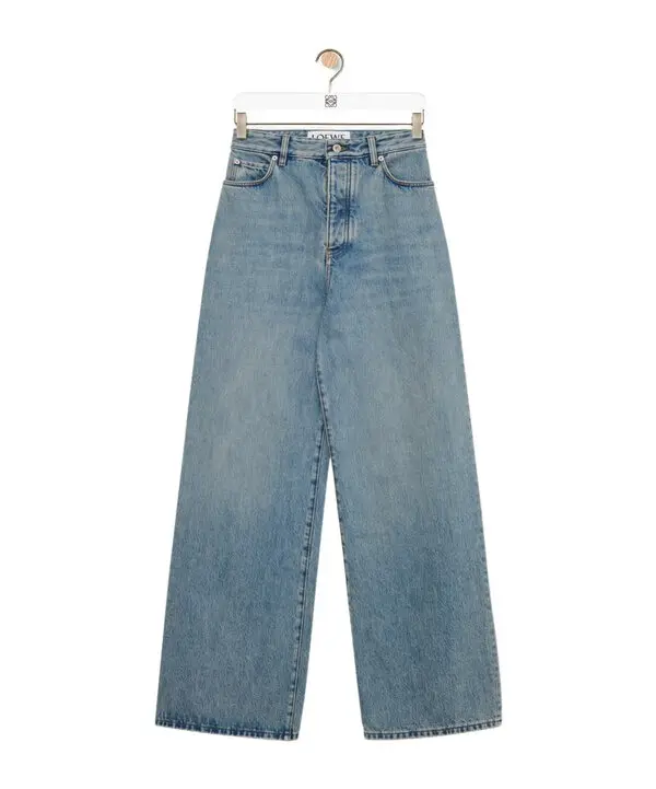 Loewe Logo Patch Wide Leg Jeans - Gray