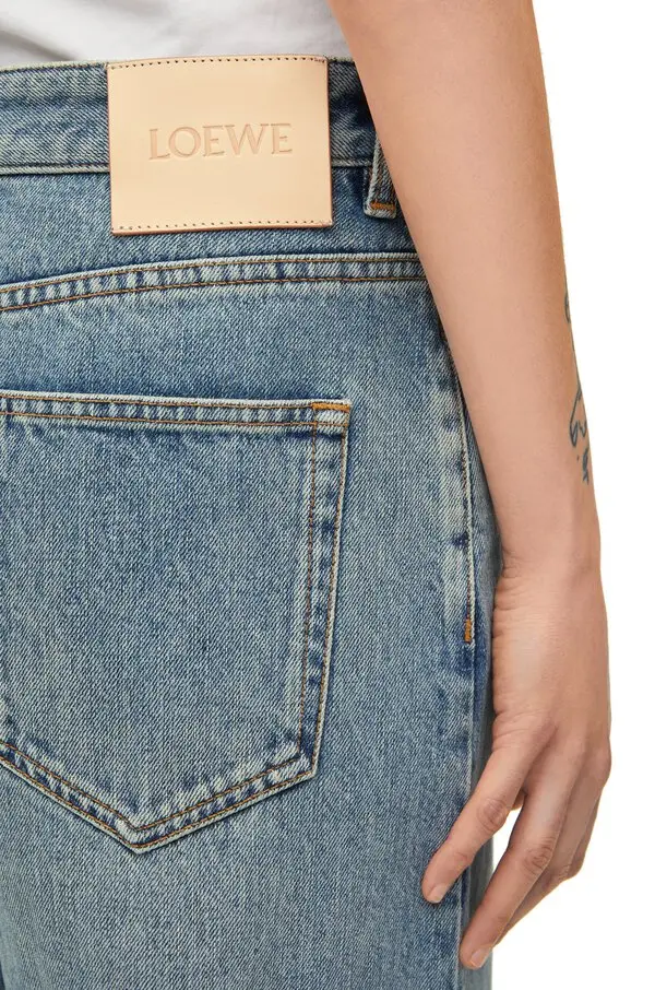 Loewe Logo Patch Wide Leg Jeans - Gray