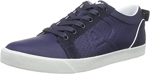Emporio Armani Leather And Suede Lace-up Sneakers - Black