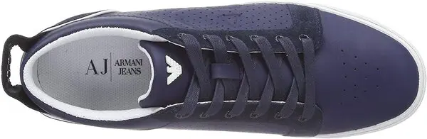 Emporio Armani Leather And Suede Lace-up Sneakers - Black