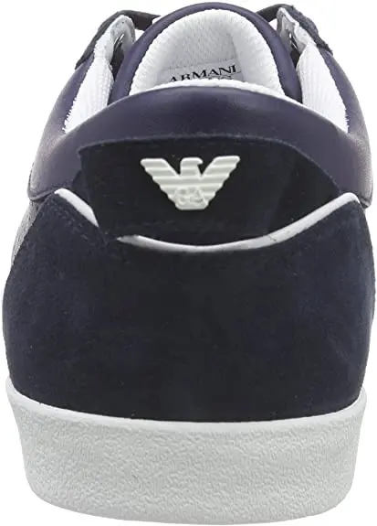 Emporio Armani Leather And Suede Lace-up Sneakers - Black