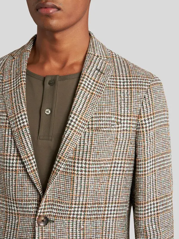 Etro Check Linen- And Cotton-blend Blazer