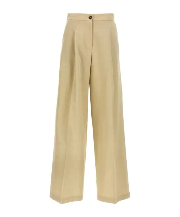 YVES SALOMON Pleated Front Casual Pants - Beige