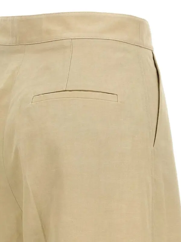 YVES SALOMON Pleated Front Casual Pants - Beige