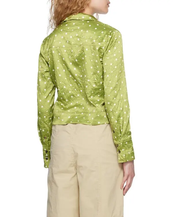 GANNI Crinkled Polka-dot Shirt