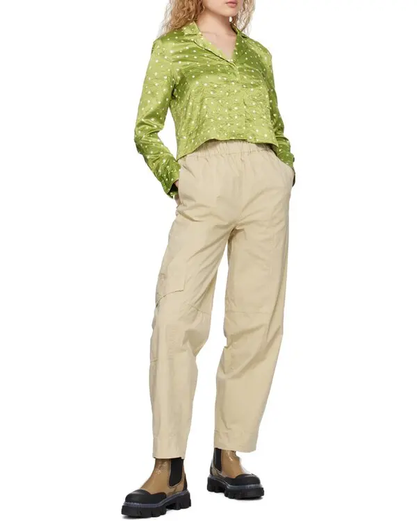 GANNI Crinkled Polka-dot Shirt