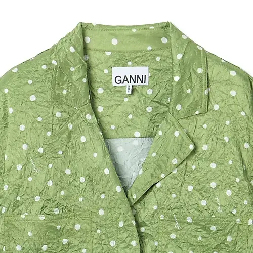 GANNI Crinkled Polka-dot Shirt