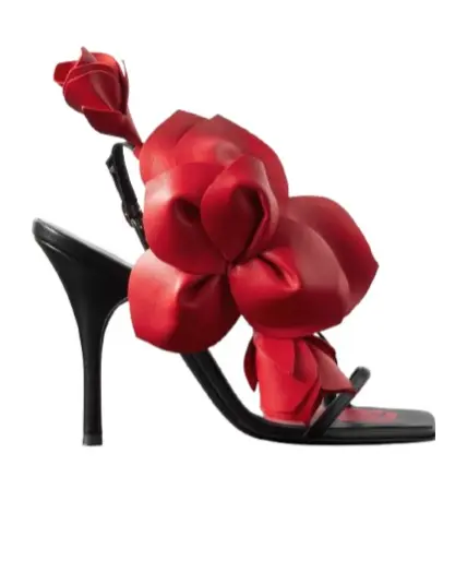 Magda Butrym Floral Leather High-heeled Sandals - Red