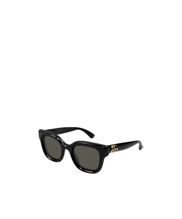 Gucci Oversized Square Sunglasses With Gold Tone Logo Detail - Black