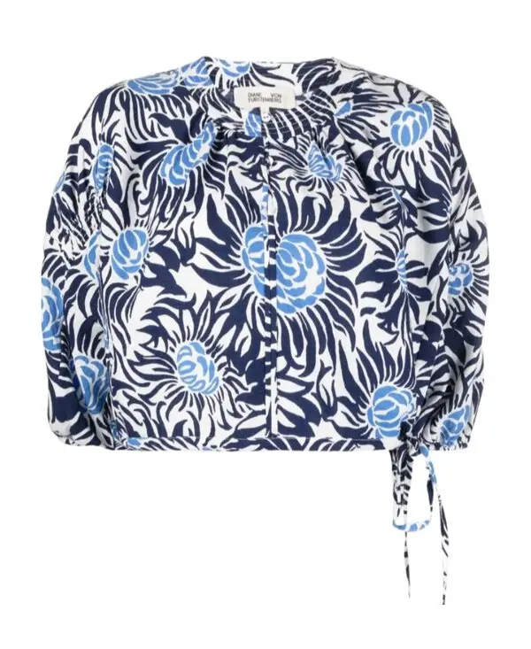 Diane Von Furstenberg Floral Print Cropped Top