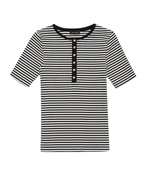 ANINE BING Alessia Striped Knitted T-shirt