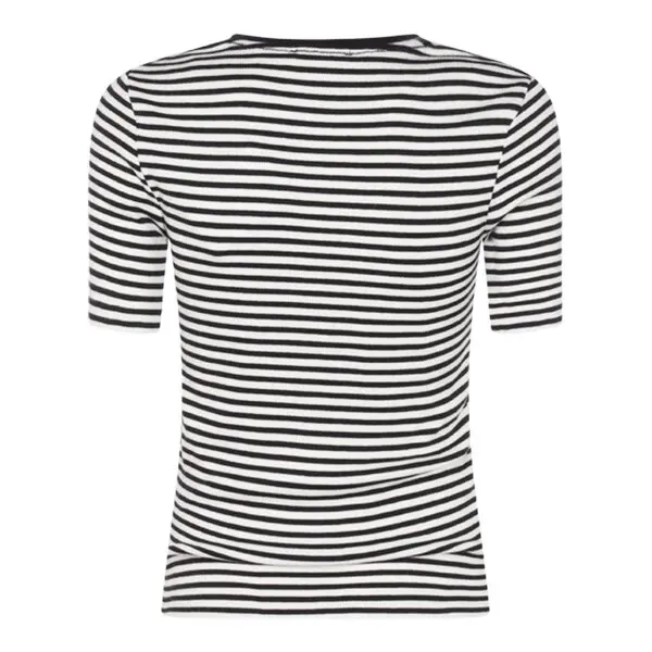ANINE BING Striped Knitted T-shirt - Black