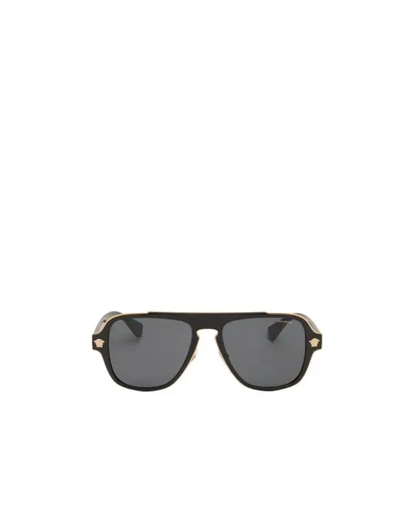 Versace Medusa Plaque Aviator Sunglasses - Black