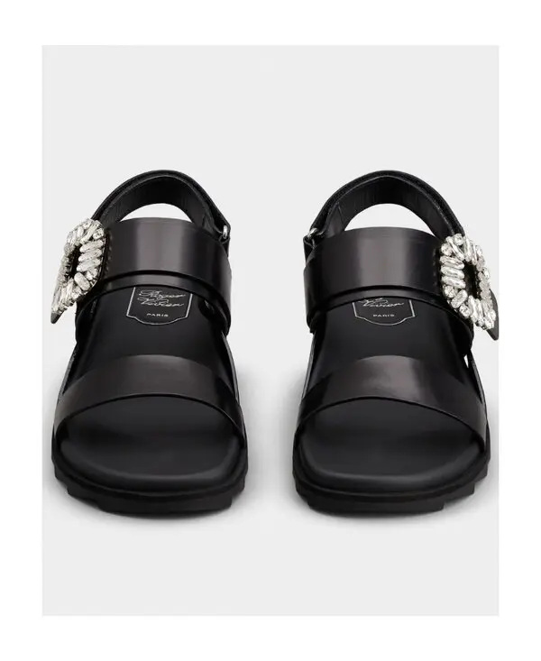 ROGER VIVIER Slidy Viv' Crystal Buckle Sandals
