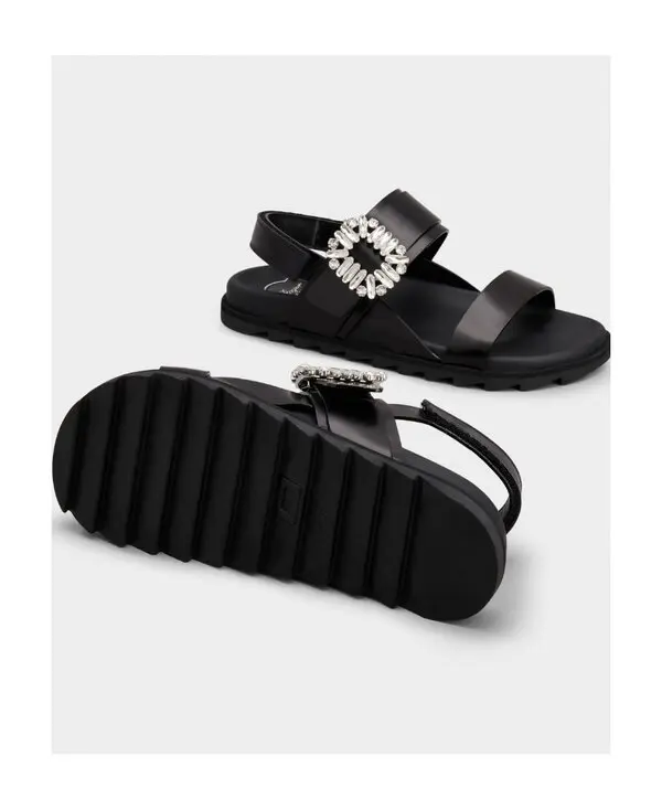 ROGER VIVIER Slidy Viv' Crystal Buckle Sandals