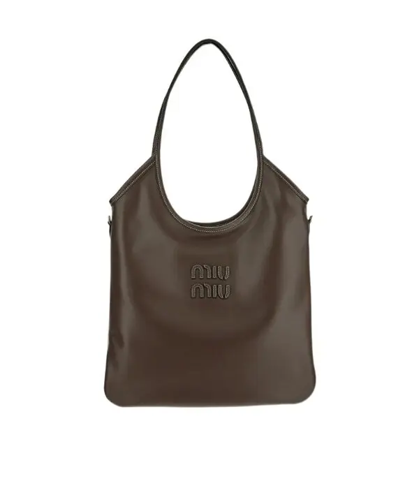 Miu Miu Letter-print Shoulder Bag - Brown