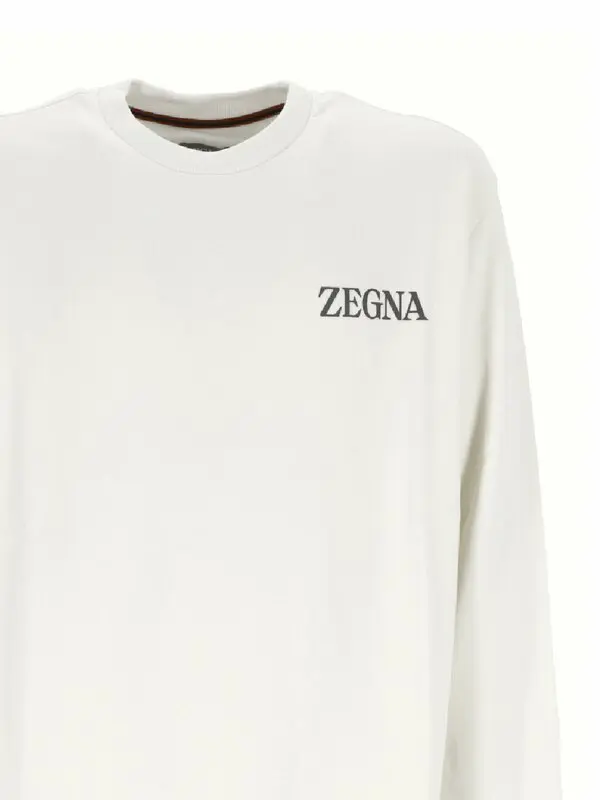 Zegna Crewneck Sweatshirt With Logo Print - White