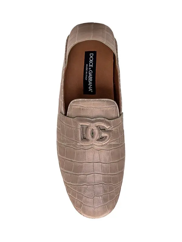 Dolce & Gabbana Dg Logo Embossed Almond Toe Loafers