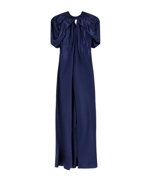 Alberta Ferretti Cape-sleeve Evening Gown - Blue