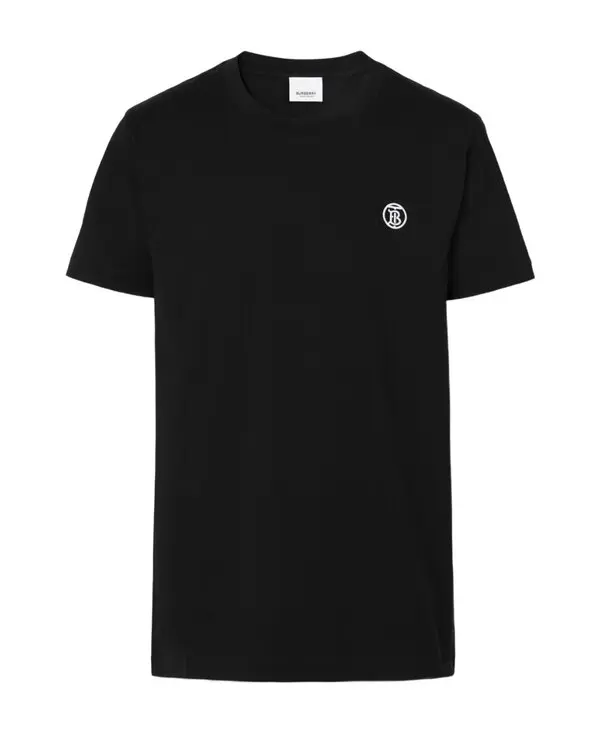 Burberry Logo Embroidered Crewneck T-shirt - Black