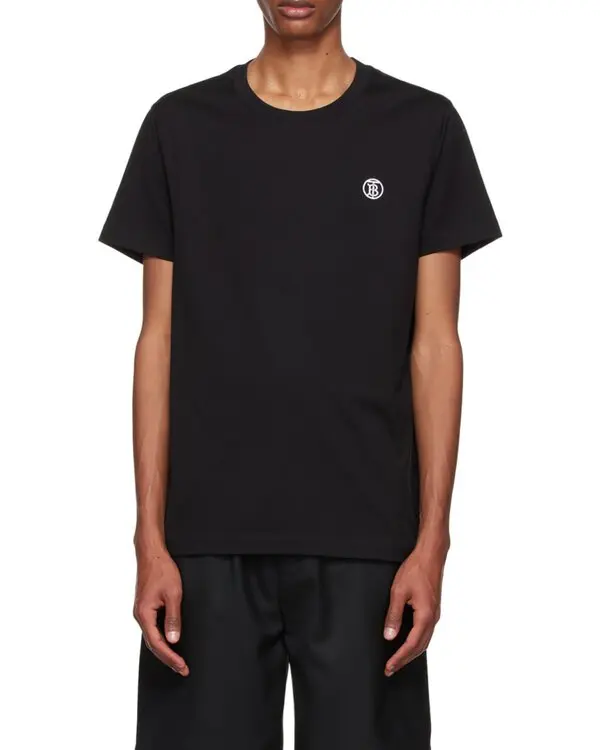 Burberry Logo Embroidered Crewneck T-shirt - Black