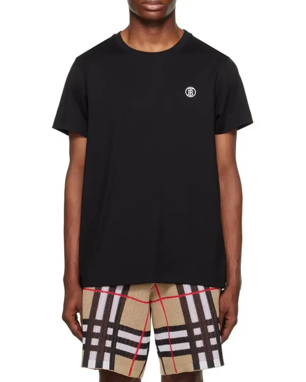 Burberry Logo Embroidered Crewneck T-shirt - Black
