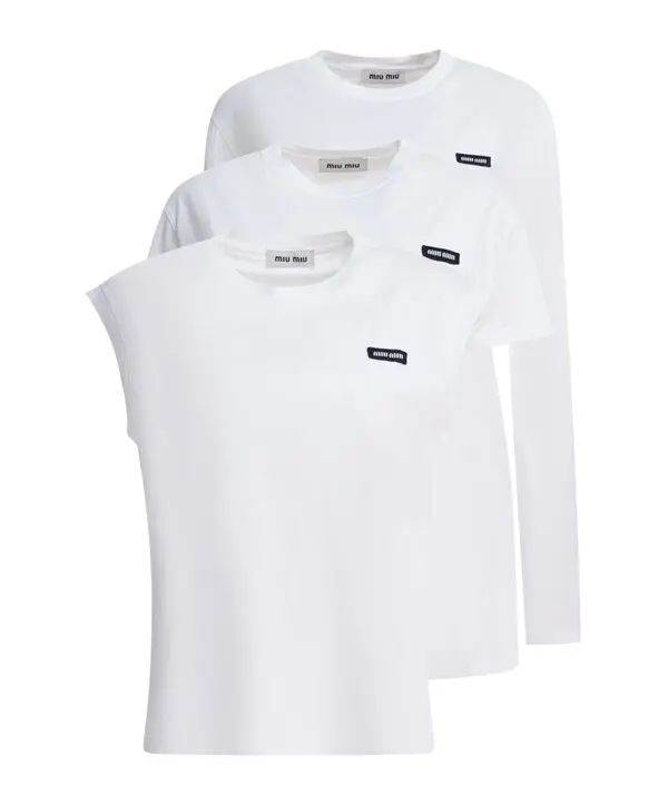Miu Miu Set Of Three Logo Patch T-shirts