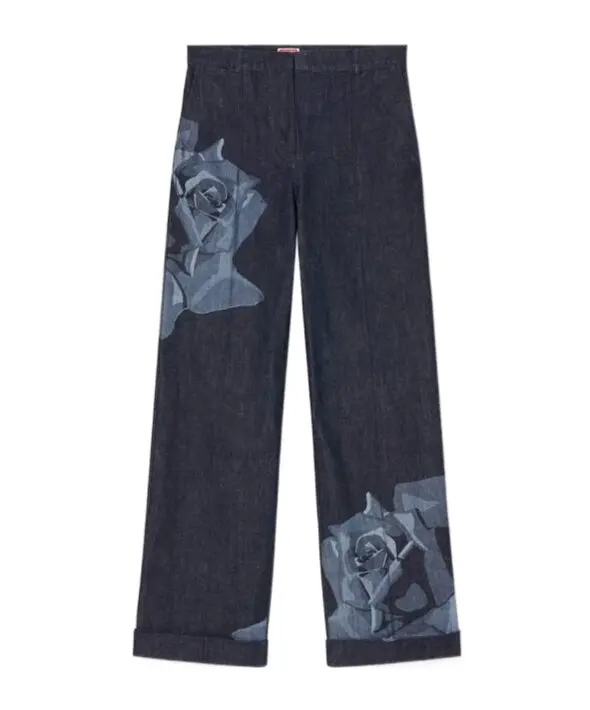 Kenzo Rose Printed Wide-leg Jeans