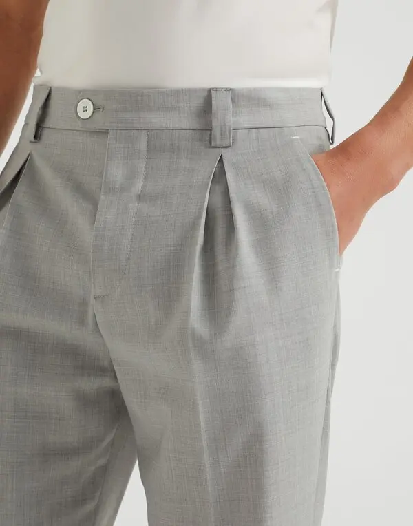 Brunello Cucinelli Pleated Tapered Trousers - Gray