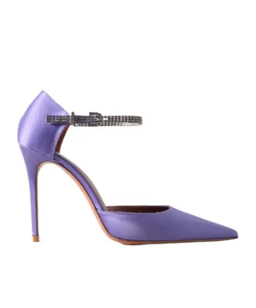 Amina Muaddi Crystal-embellished Satin Pumps