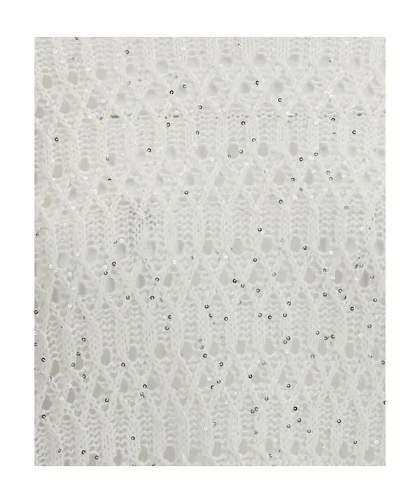 Brunello Cucinelli Sequined Crochet Crewneck Jumper - White