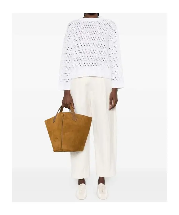 Brunello Cucinelli Sequined Crochet Crewneck Jumper - White