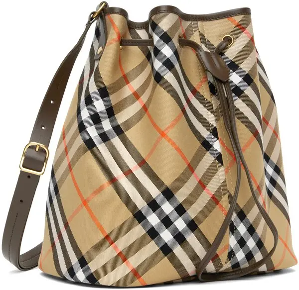 Burberry Checked Drawstring Bucket Bag