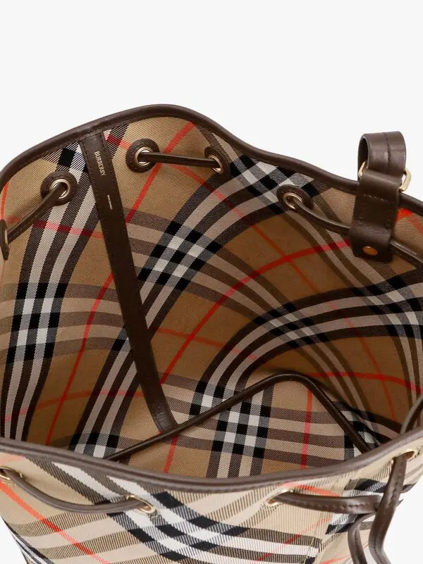 Burberry Checked Drawstring Bucket Bag
