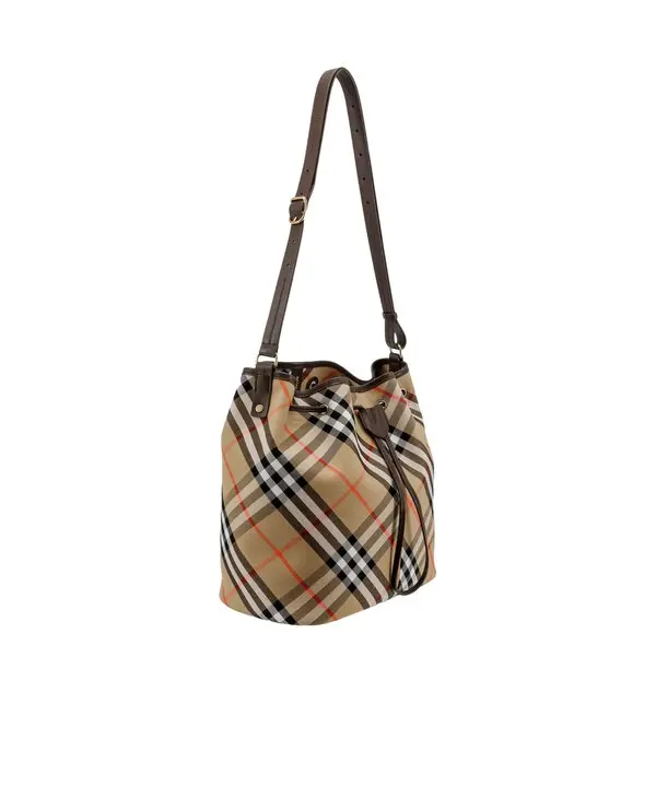 Burberry Checked Drawstring Bucket Bag